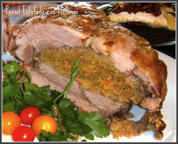 Pernil Estofado con Mofongo (Roast Pork Stuffed with Green Mashed ...