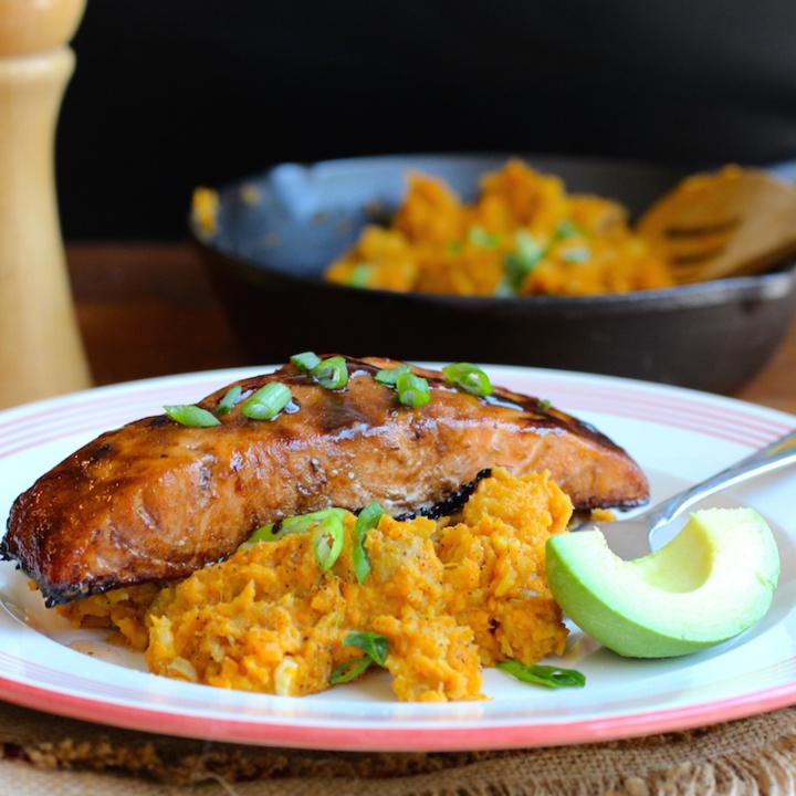 Salmón con Aderezo Balsámico Dulce y Puré de Camote y Plátano - My ...