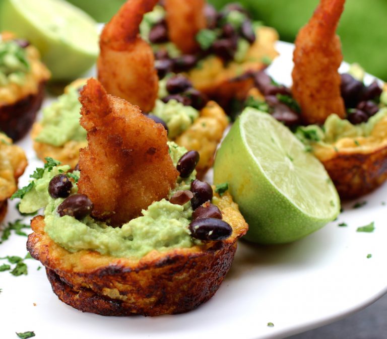 Ripe Plantain Baskets with Avocado, Beans and Shrimp - My Colombian Recipes