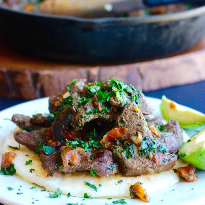 Arepa with Beef Liver in Creole Sauce (Arepa con Higado en Salsa ...